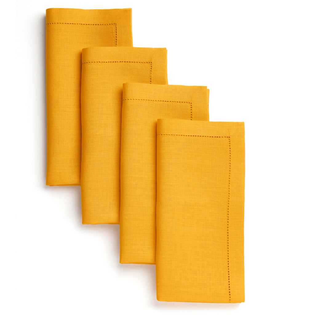 100% Pure Linen Hemstitch Dinner Napkins|Natural Fabric European Flax
