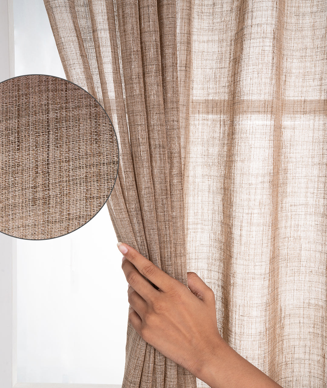 D'Moksha Classic Jute Look Curtains –White And Grey Lightweight Rod ...